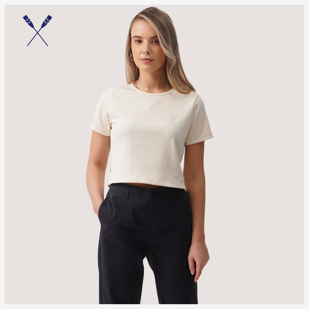 Regatta Slim Cropped Ribbed T-Shirt For Women (Black/White) | Shopee ...