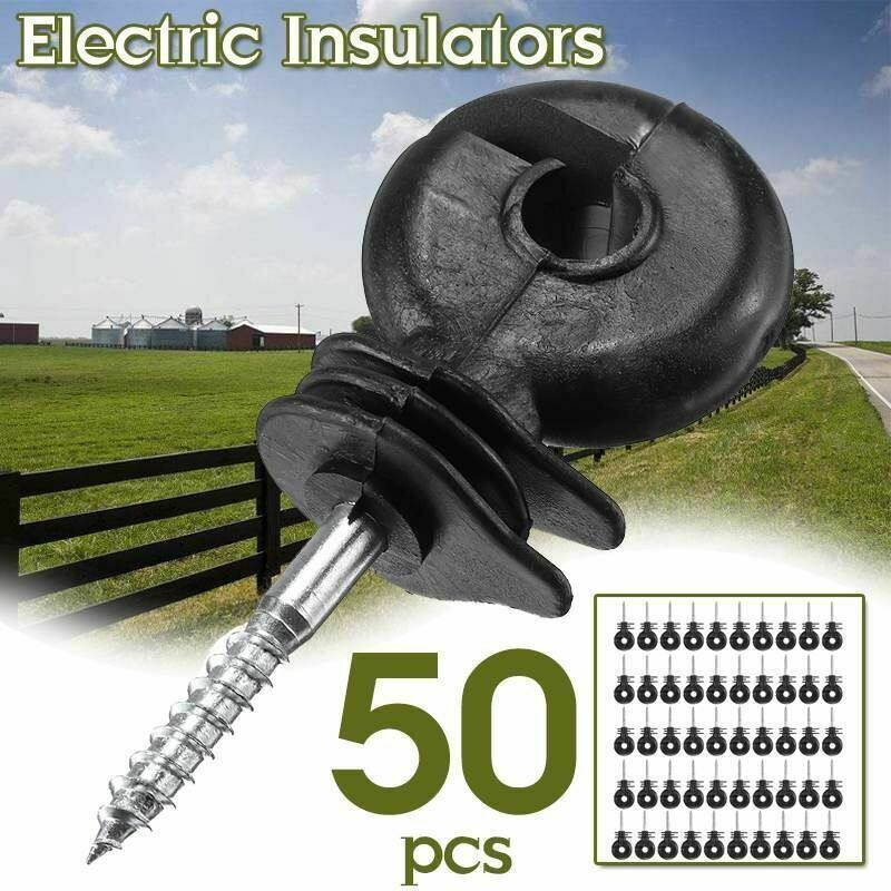 50Pcs/Set Electric Fence Offset Hook Screw Nut Wood Post Ring Insulator ...