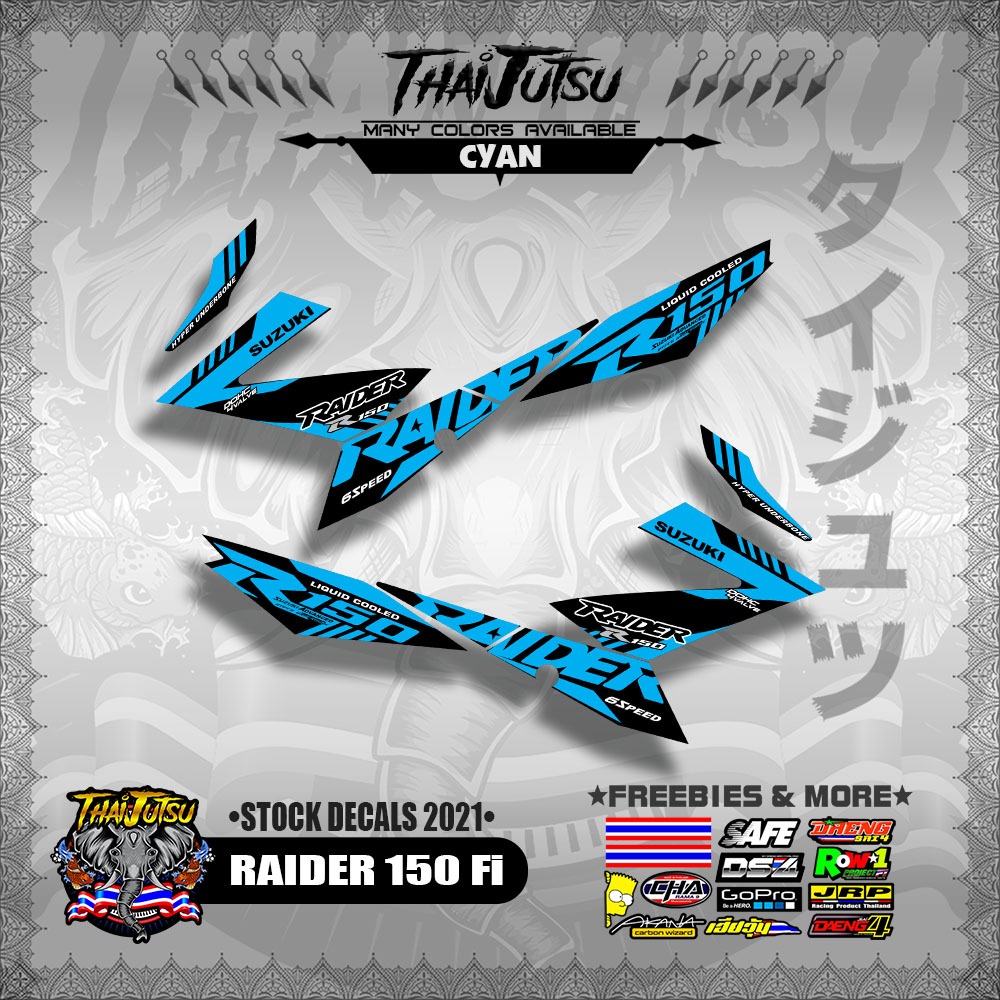 Suzuki Raider 150 Fi Stock Decals 2021 (CYAN)【ThaijutsuStickers ...