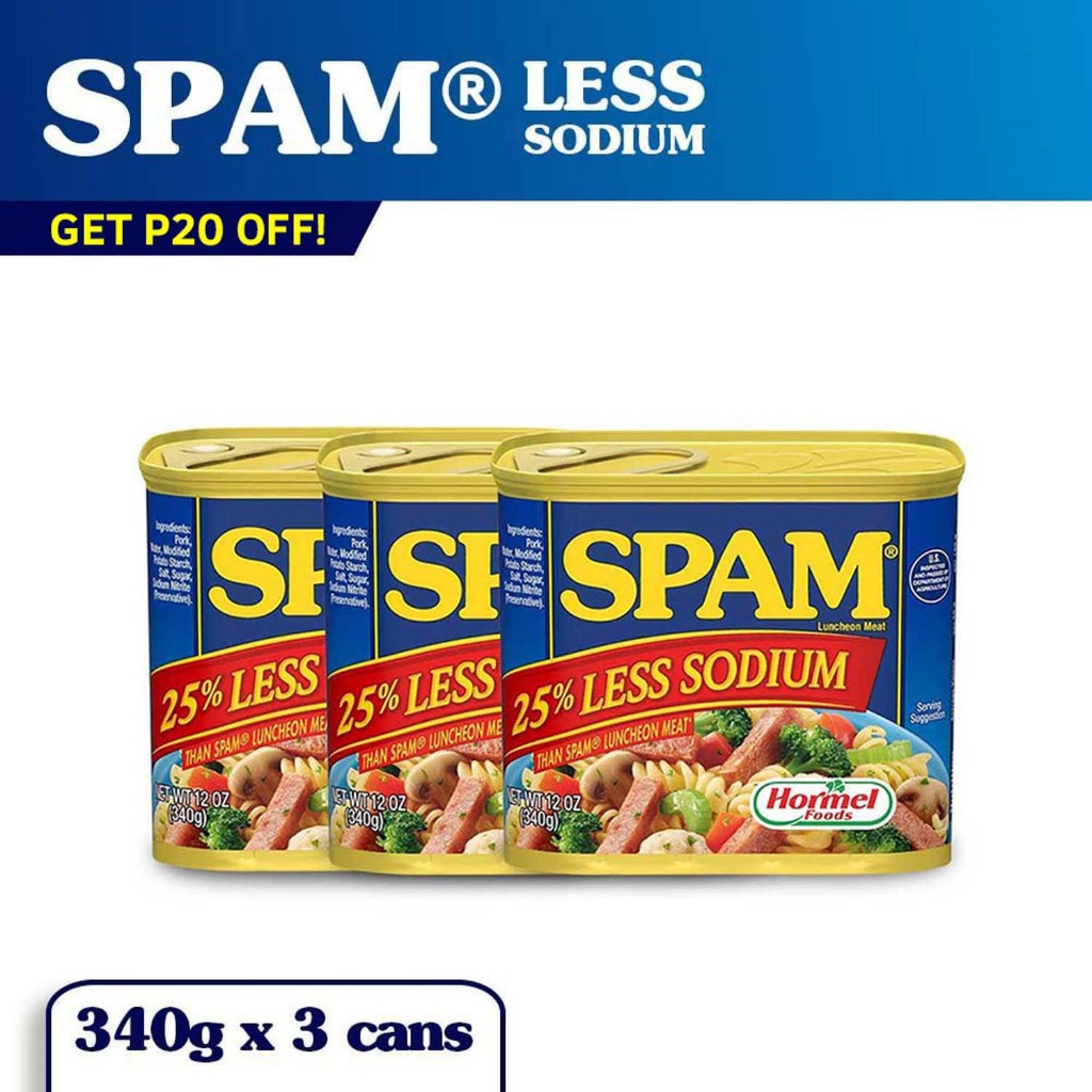 SPAM Less Sodium Luncheon Meat 3 Can Value Pack 340g | Shopee Philippines