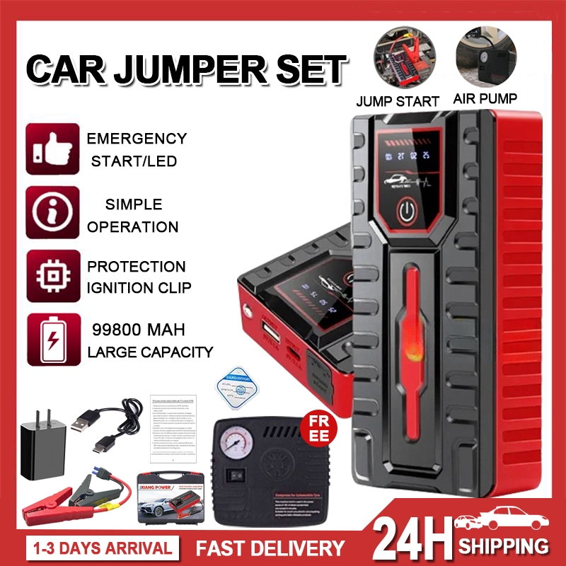 Portable Car Jump Starter 12V Multi-Function 98800mAh Emergency Car ...