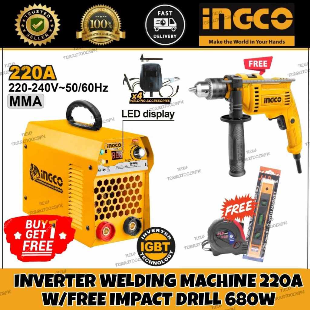 INGCO PROMO 220A Welding Machine w/FREE INGCO Impact Drill 680w - JLD ...
