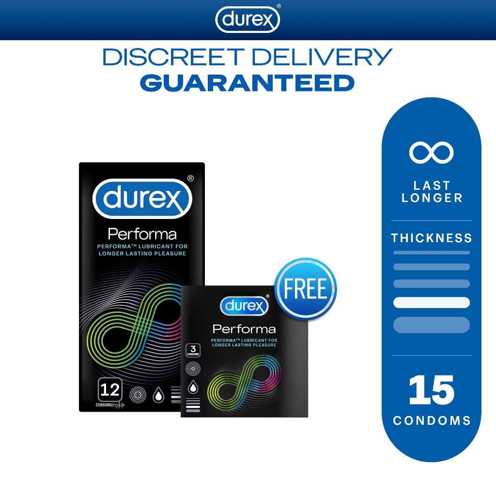 Durex Performa Extended Pleasure Lubricated Condoms 12s with Free 3 pcs ...