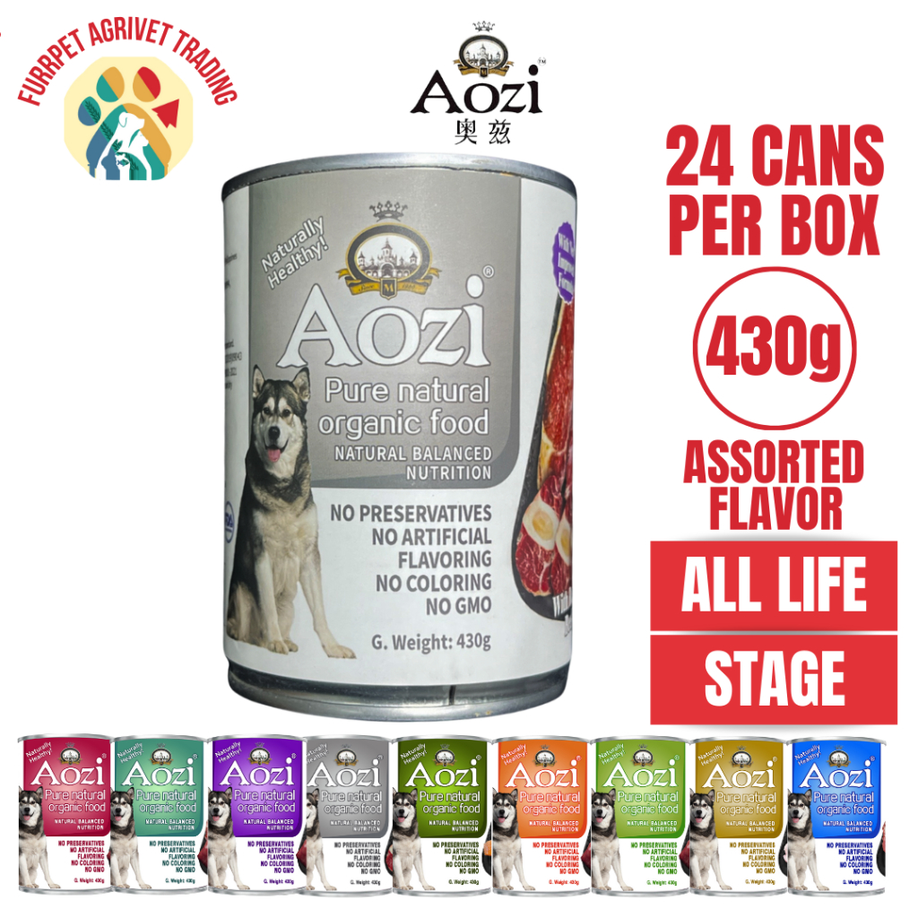Aozi Organic Dog Food Wet Food in Can per BOX 430g x 24pcs | Shopee ...
