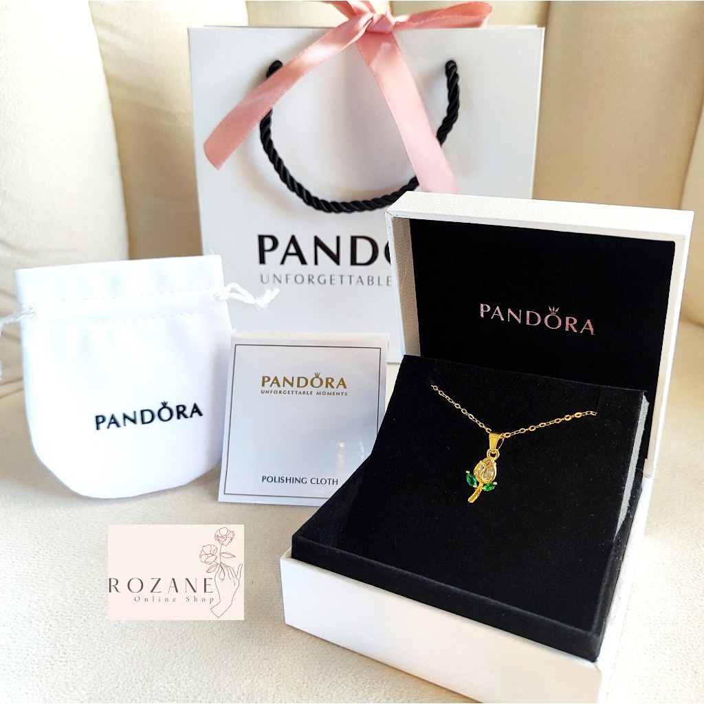 Pandora's Diamond Tulip Gold Necklace with Premium Pandora Packaging ...