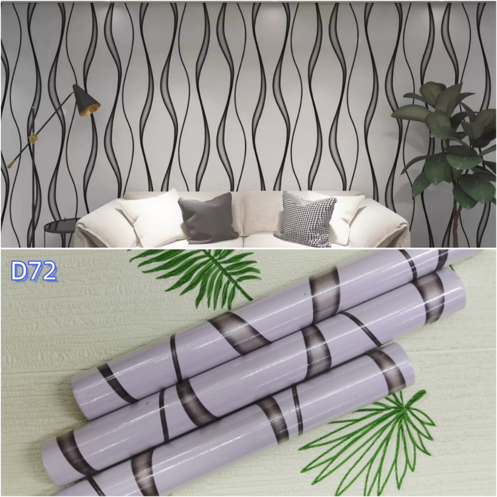 Wallpaper 10M x 45CM PVC Self Adhesive Wavy Line Design Decorative Wall ...