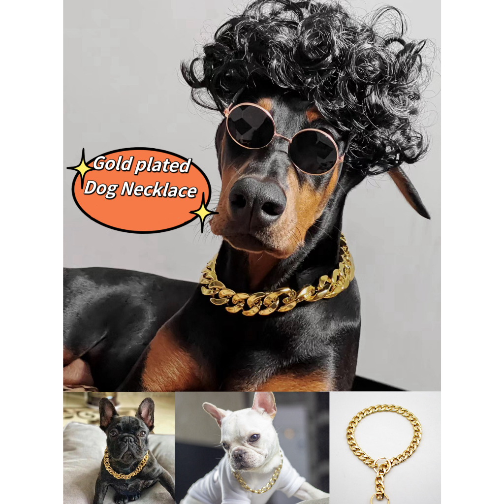 Pet Dog and Cat Necklace Chains Thick Gold Plated Plastic Adjustable ...