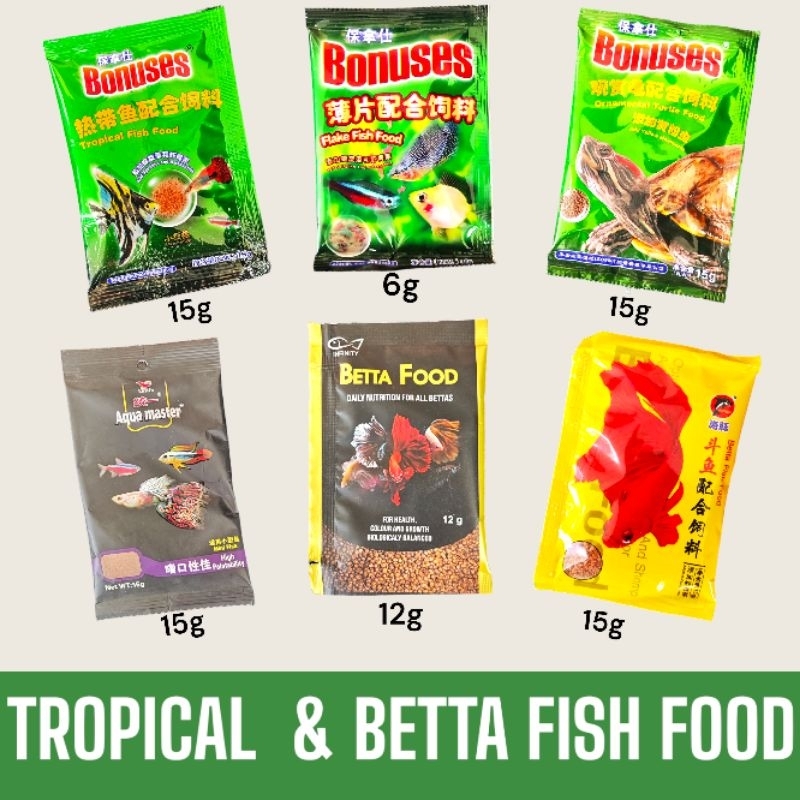 Bonuses Tropical Fish Food 15g | Flakes 6g | Turtle Food 15g ...
