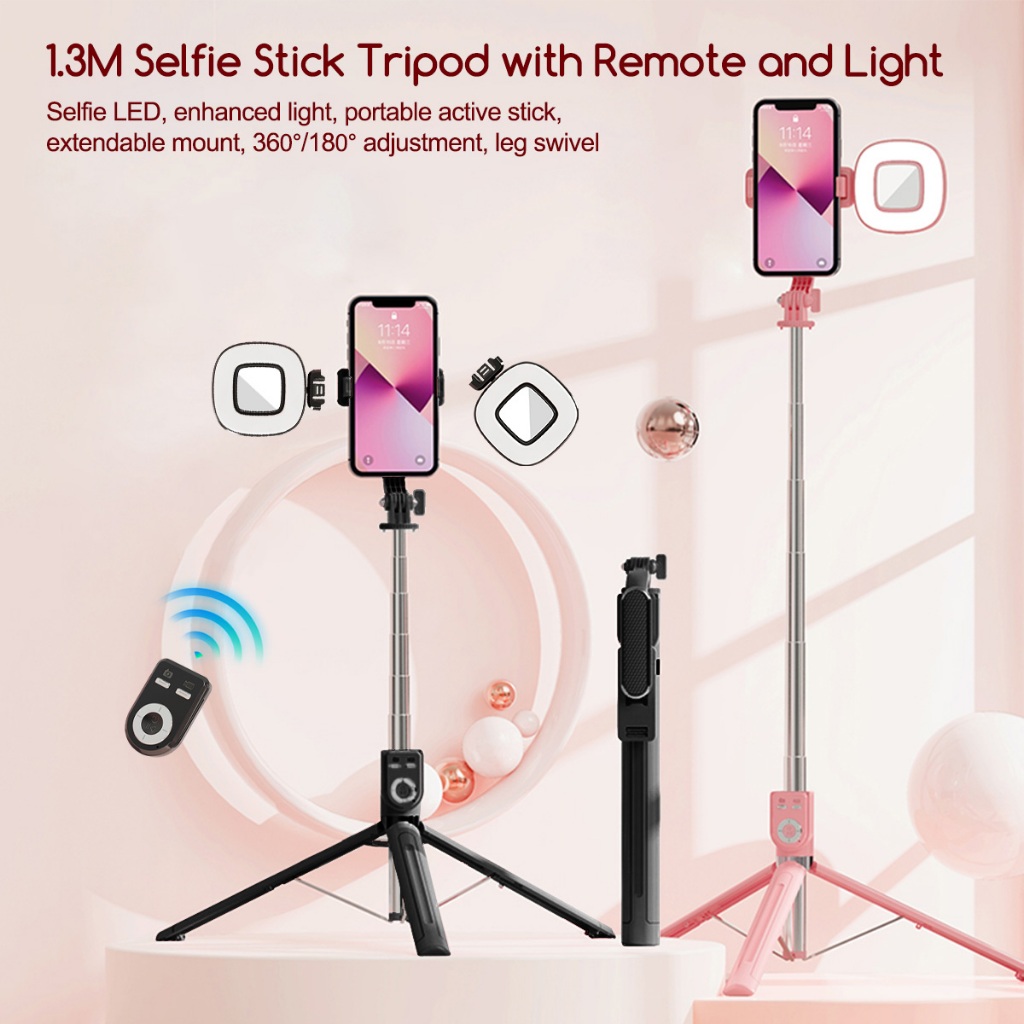 Bluetooth Selfie Stick Tripod With Remote and LED Ring Light 360 ...