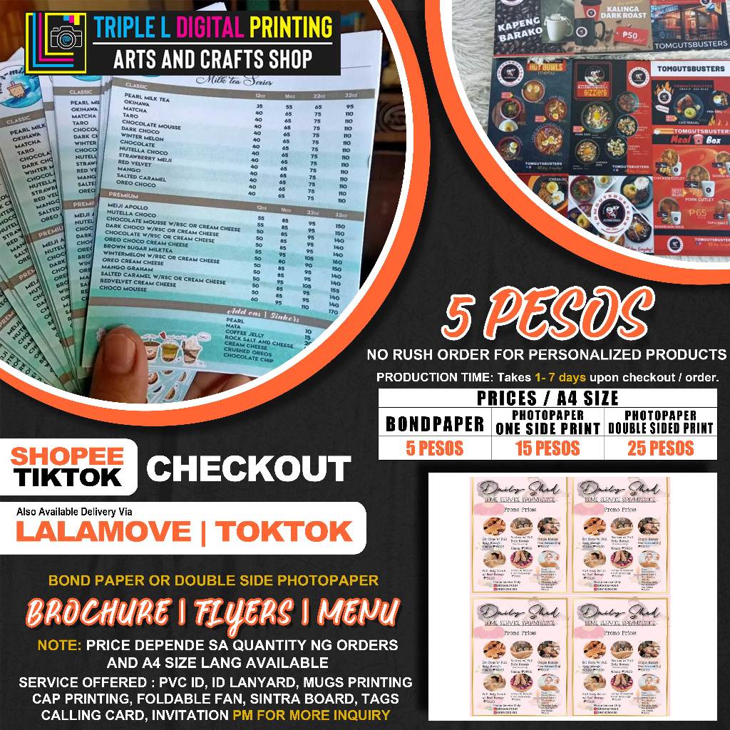 Flyers | Brochures | Menu Printing High Glossy [ A4 Size ] | Shopee ...