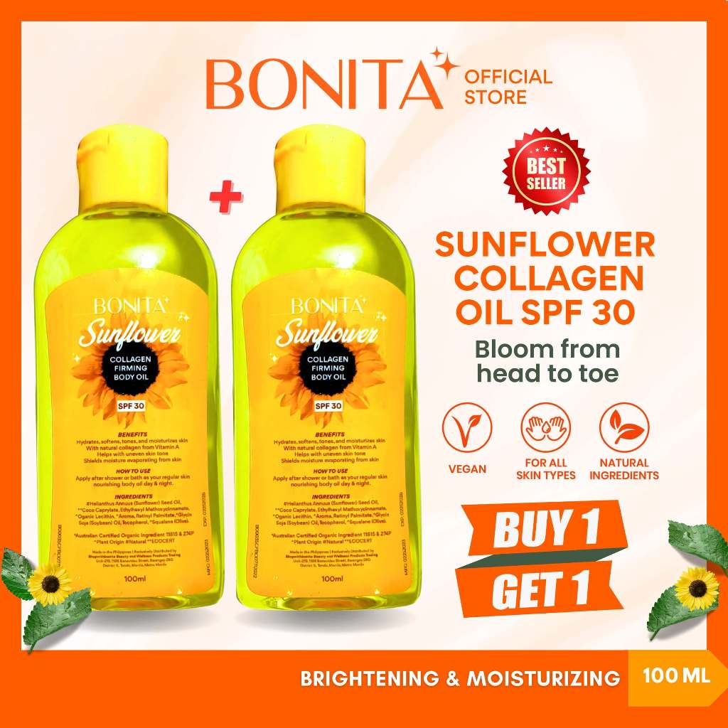 BONITA SUNFLOWER OIL SPF 30 COLLAGEN FIRMING 100ML | Organic, Hydrating ...