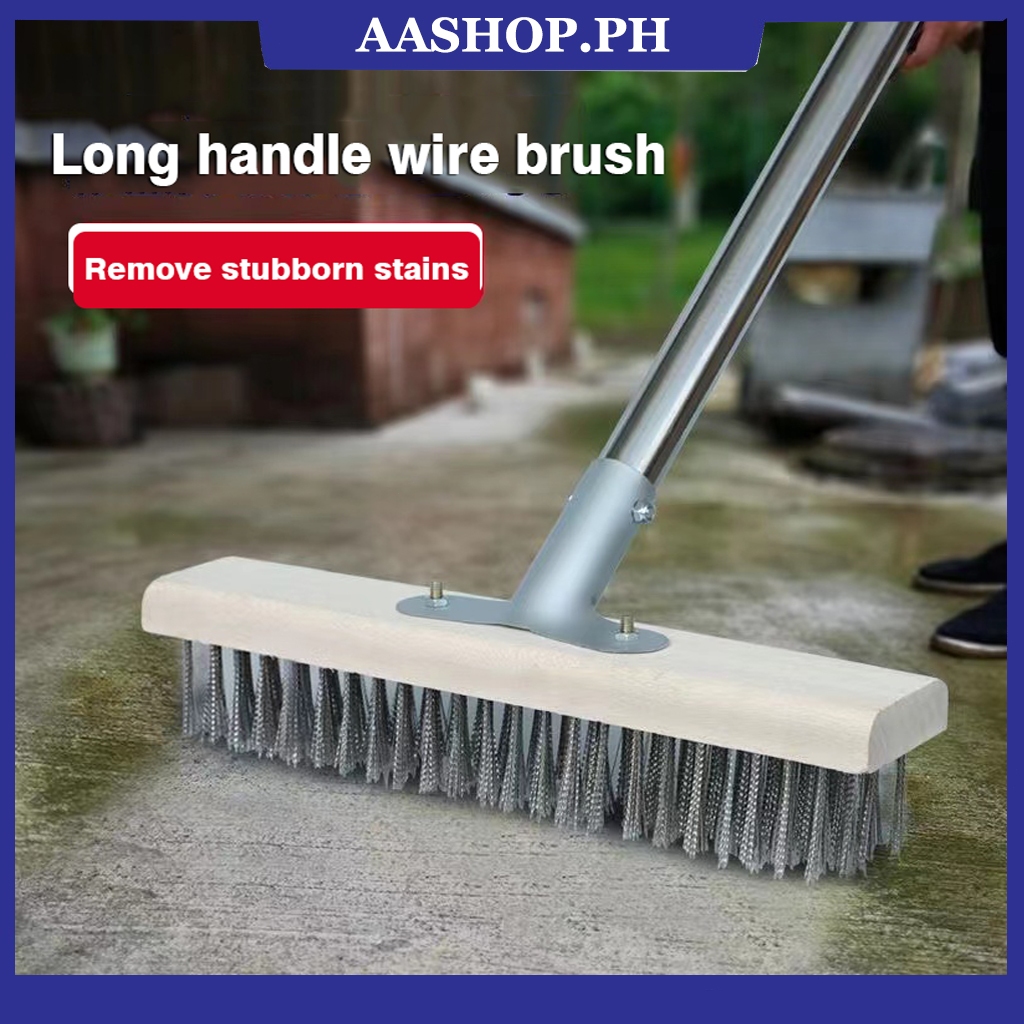 Stainless Steel Wire Floor Scrub Brush with Handle Stiff Bristle Brush ...