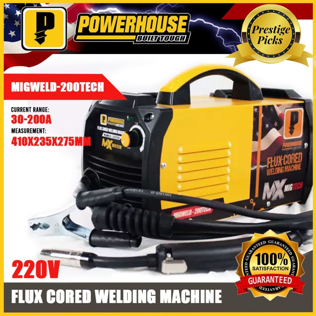 MIGWELD-200TECH Powerhouse Gasless MIG Weld Flux Cored Inverter Welding ...