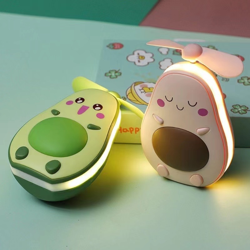Mini LED Makeup Mirror and Fan 2 in 1 Integrated Cute Avocado Shaped ...