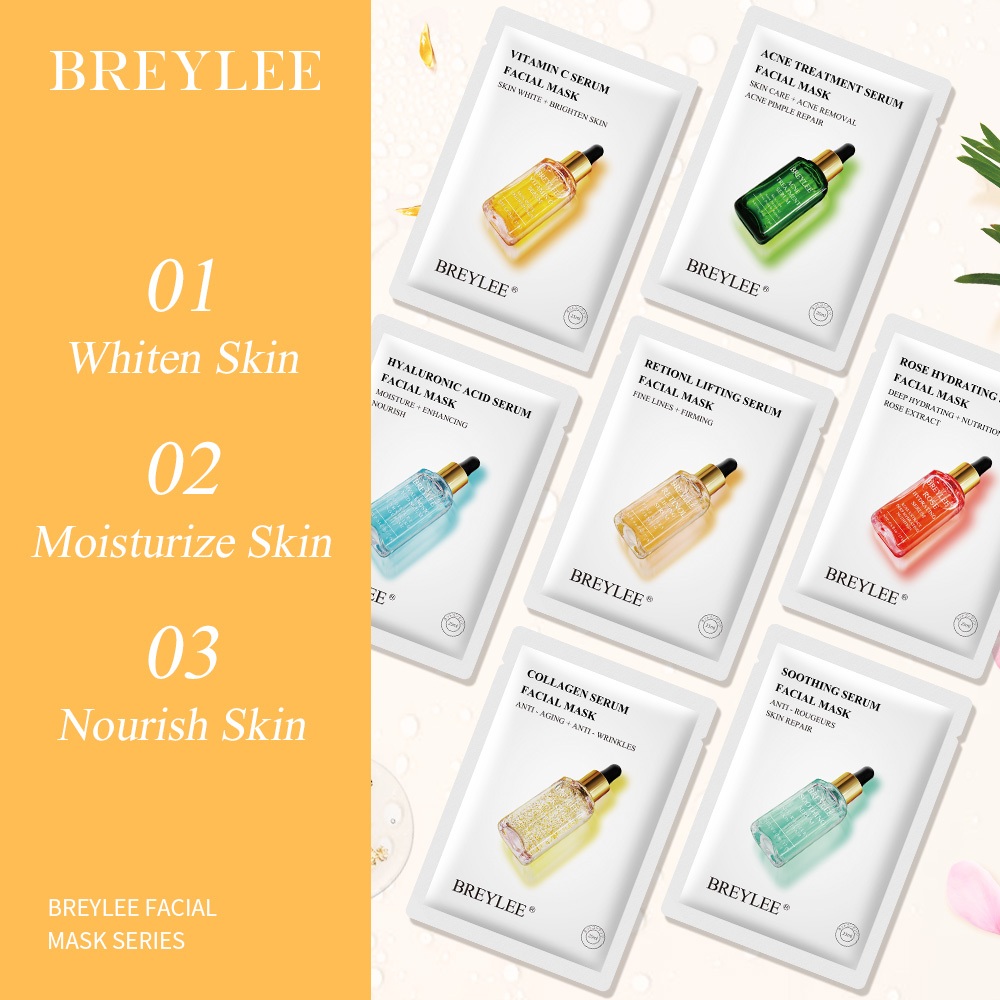 BREYLEE Sheet Mask Hyaluronic Acid Moisturizer Vitamin C Whitening ...