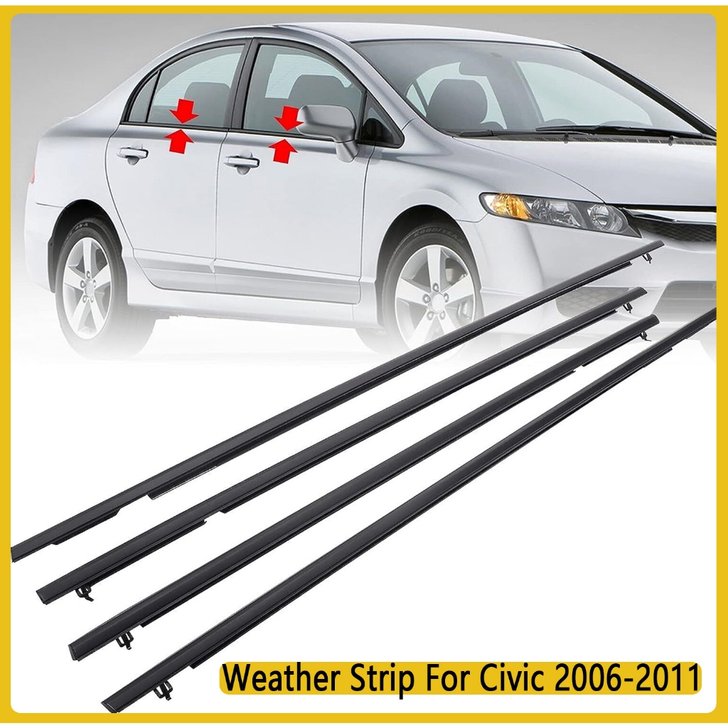4PCS Civic FD Window Moulding Honda Weatherstrip Seal Belt Plastic Trim ...