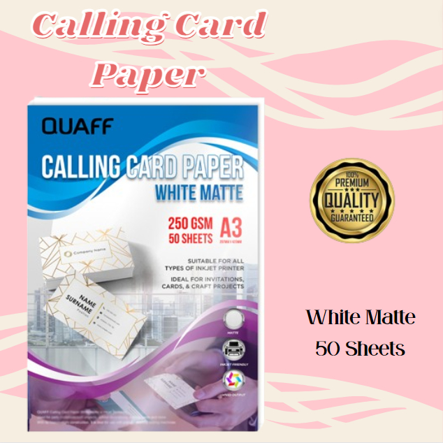 QUAFF Calling Card Paper 250GSM A3（297*420mm）White(matte)(50sheet/pack ...