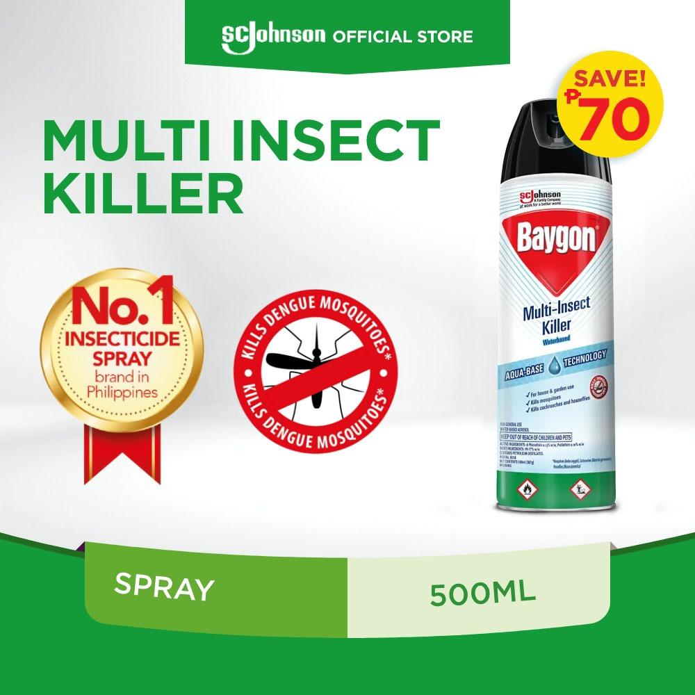 Baygon Multi Insect Killer Water-Based - 500 ml | Shopee Philippines