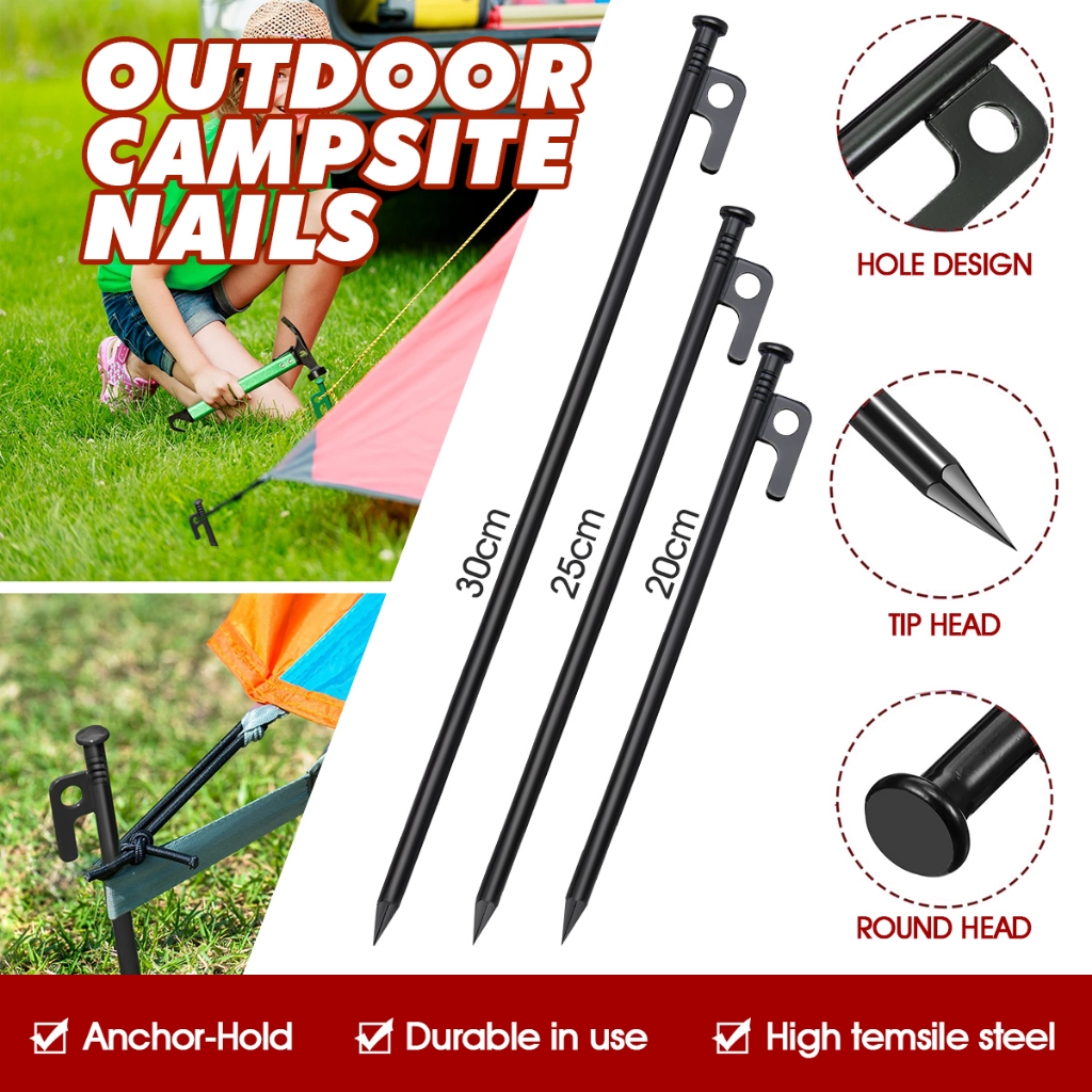 20/25/30cm Peg Stake Camping Peg Tent Peg Tarp 9mm Diameter Flysheet ...