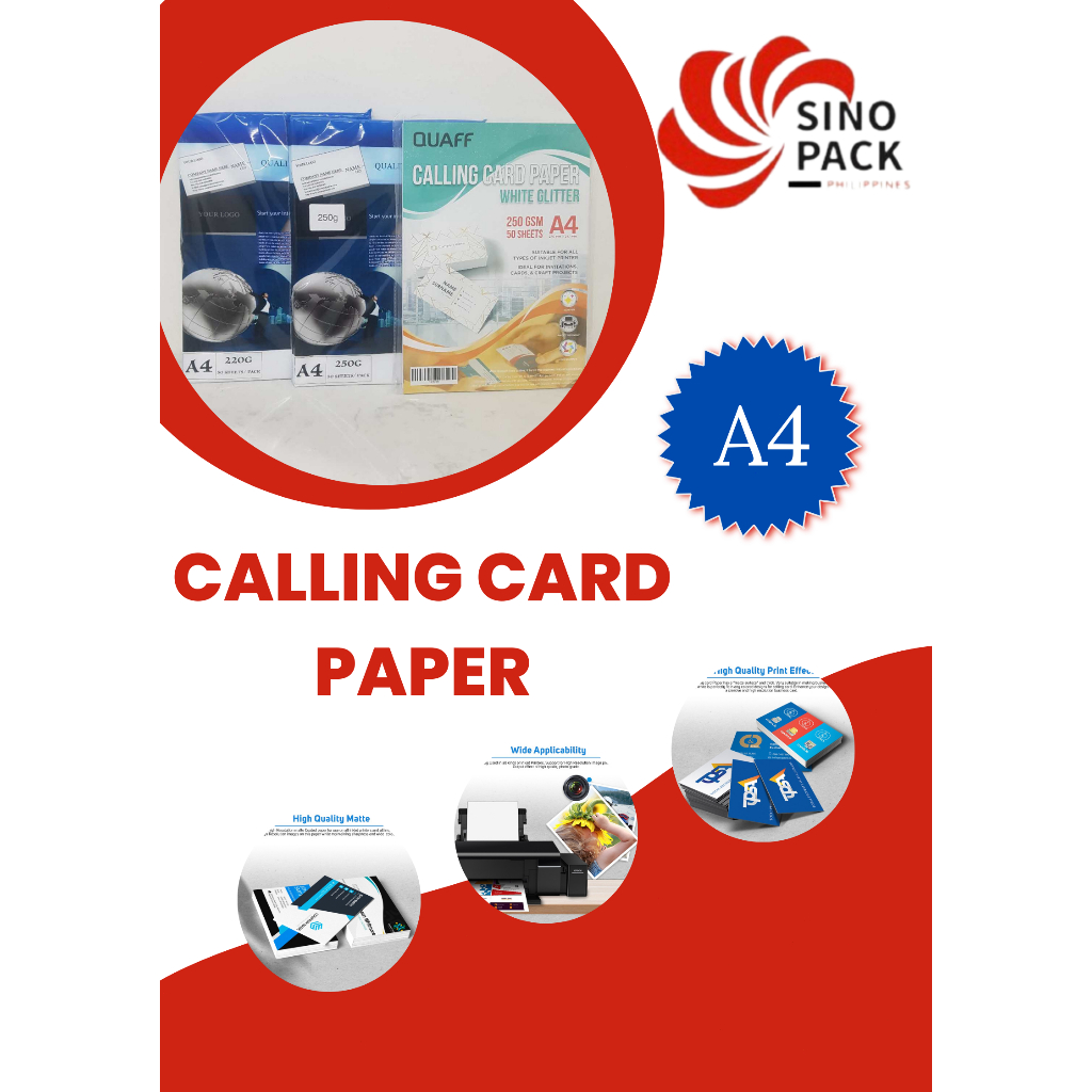 SINOPACK Calling Card Paper Matte 220GSM / 250GSM A4 size (50sheets per ...