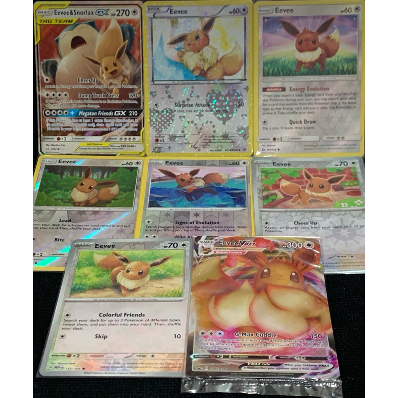Pokemon TCG Eevee Tag Team Cosmic Eclipse Sun Moon Base set reverse ...