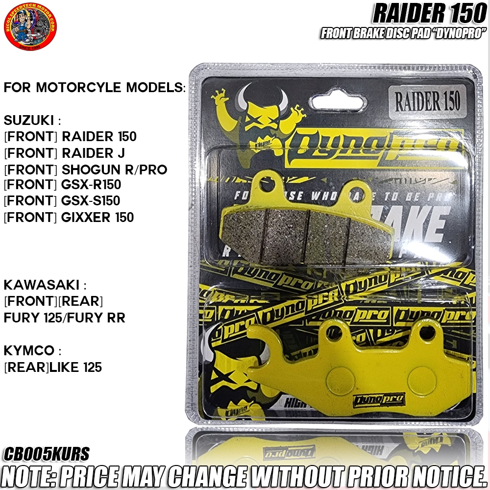 DYNOPRO FRONT BRAKE DISC PAD FOR RAIDER 150, RAIDER J, SHOGUN ...