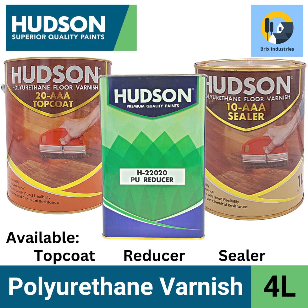 Hudson Polyurethane Floor Varnish Topcoat, Sealer, Reducer 4 Liters ...