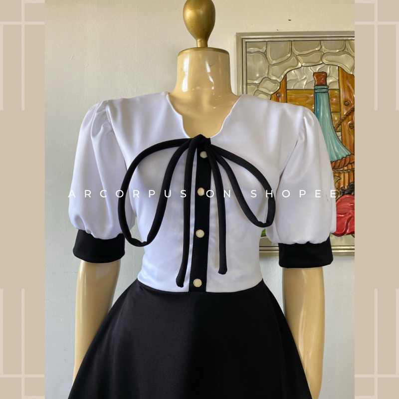 BEA DRESS | TYPE B | arcorpus | HQ Plain fabric | Black and white ...