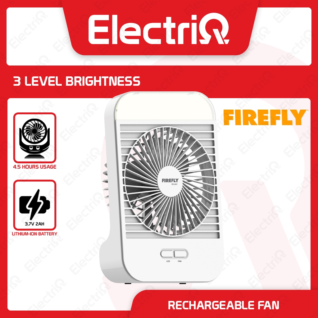 Electriq l Firefly 5 Rechargeable Fan with 3 Level Brightness Night ...