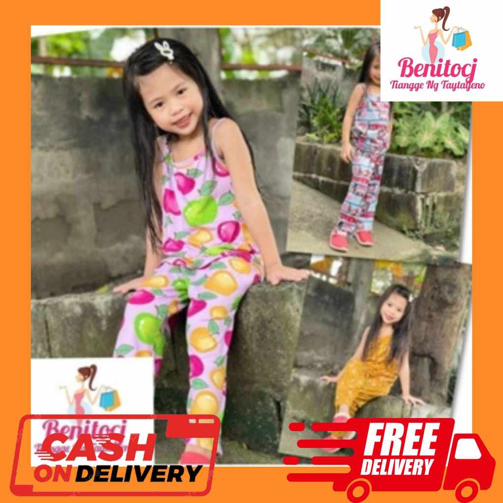 Makapal Tela Cotton Sariling Tahi Kids SPAGHETTI PAJAMA Girl Terno ...