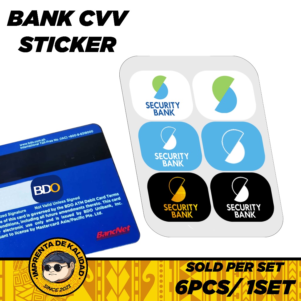6pcs BANK CVV Stickers For your ATM or Credit Card | Shopee Philippines