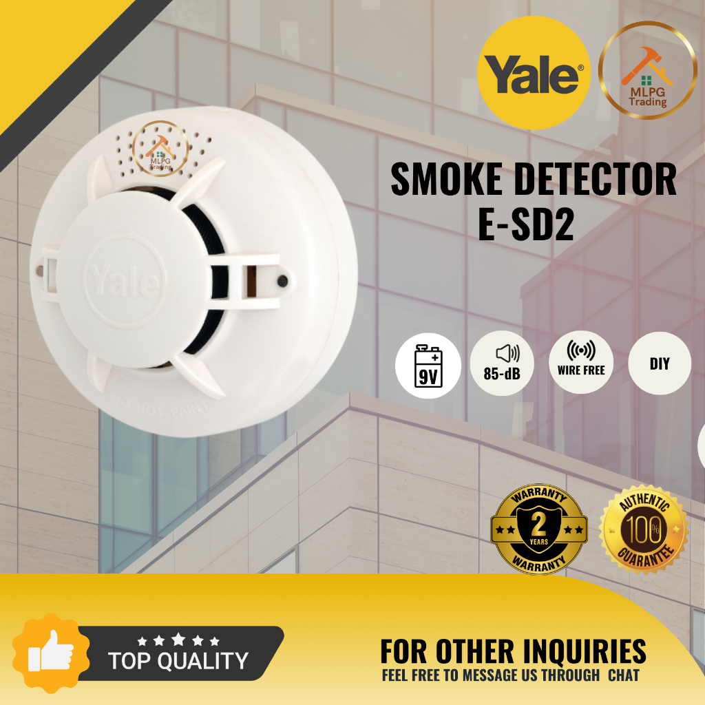 YALE Smoke Detector/ Smoke Sensor /E-SD2/ Fire Alarm Wireless/Easy DIY Installation | Shopee ...