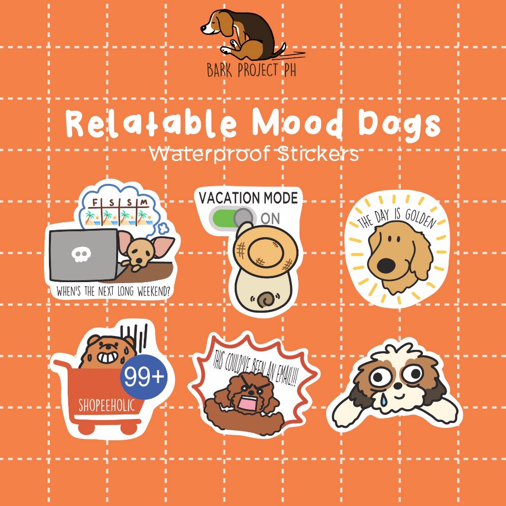 Bark Project relatable mood dogs waterproof vinyl stickers | Shopee ...