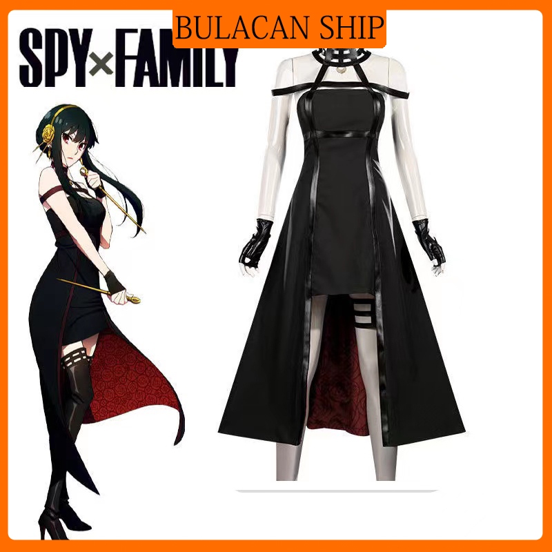 SPY FAMILY Yor Forger Cosplay Costume Killer Gothic Halter Black Dress ...