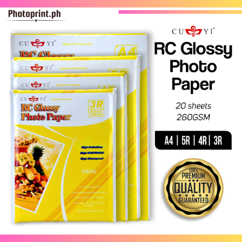 CUYI Rc High Glossy Photo Paper 260Gsm 3R / 4R / 5R / A4 Size - 20 ...