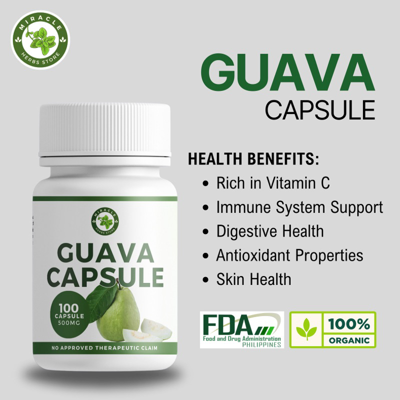 GUAVA LEAF CAPSULE 500mg 100CAPSULE | Shopee Philippines