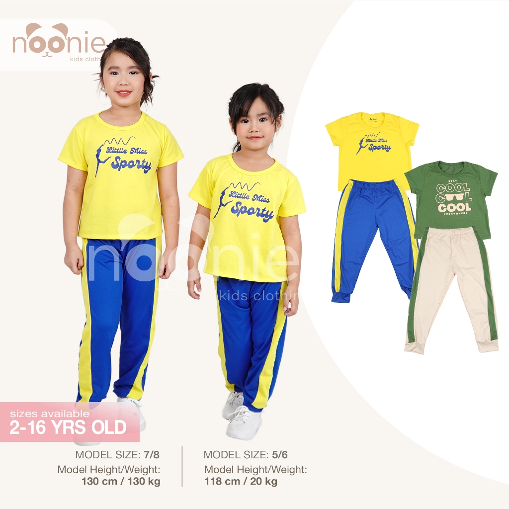 Noonie - Girls Jogger Set (2-12Y) - Cotton T-shirt & Pants- Sporty ...