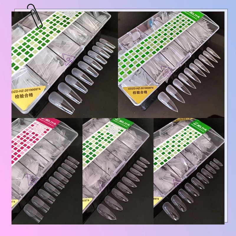 Soft gel False Nails Seamless Nail Art Tips Removable Half Covers ...