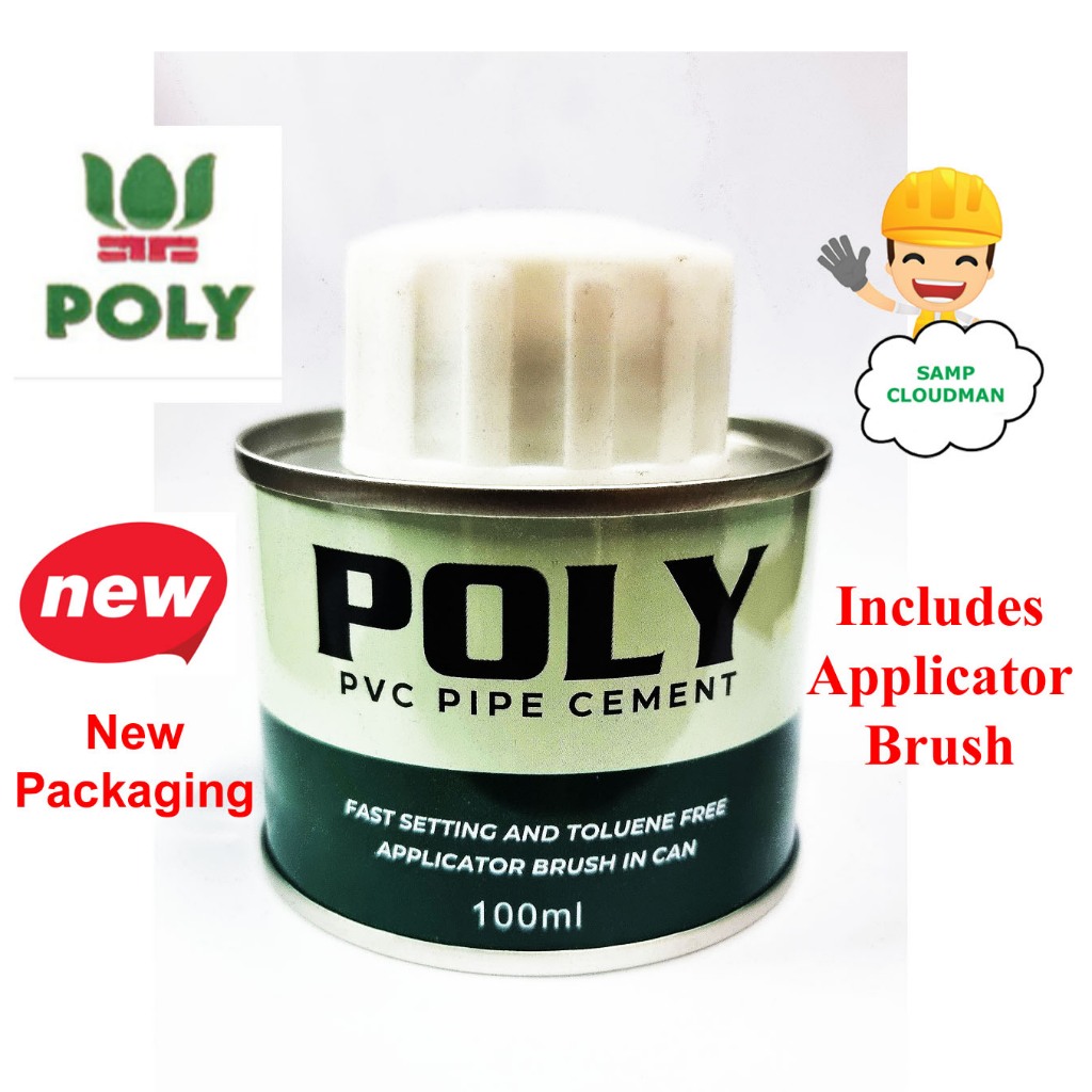 Poly PVC Cement 100ml with Applicator Brush Solvent Cement Can Pipe ...