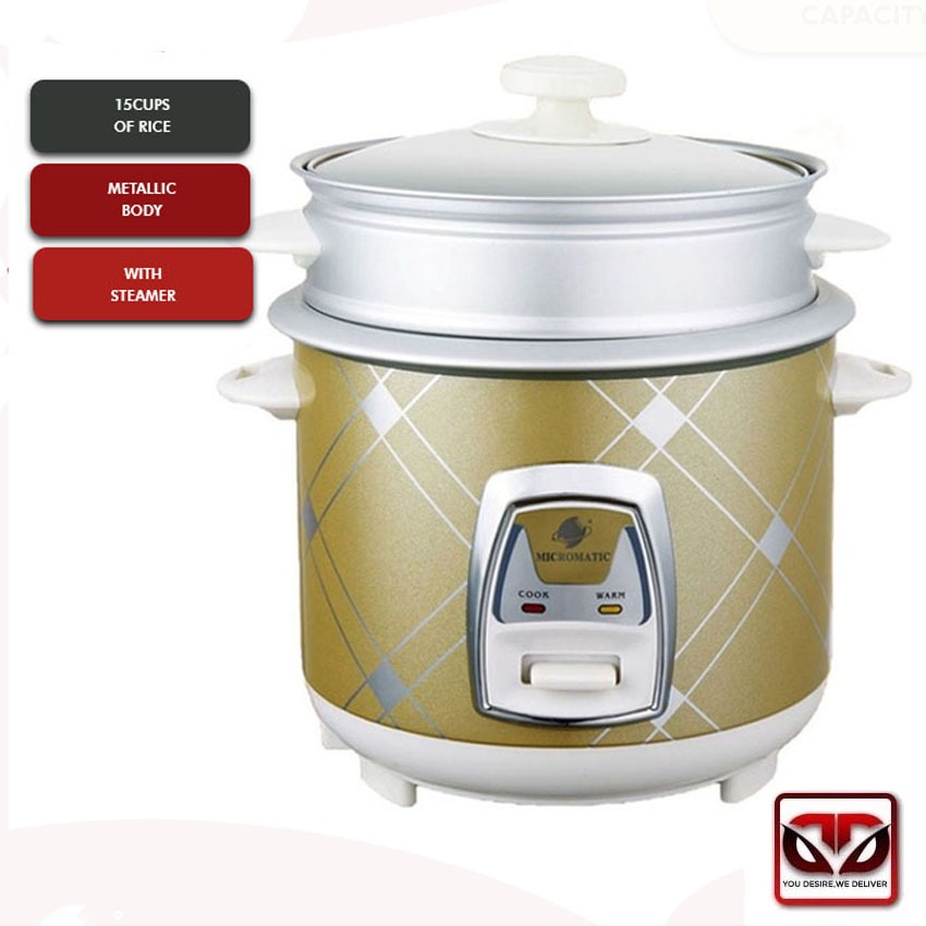 Micromatic MR-15M 2.2L Metallic Body Conventional Rice Cooker (15 Cups ...