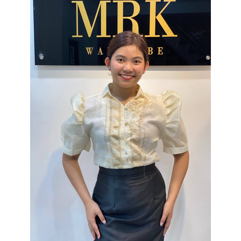 Filipiniana Puff Sleeves Top/ Ladies Barong (Assorted Burda) | Shopee ...