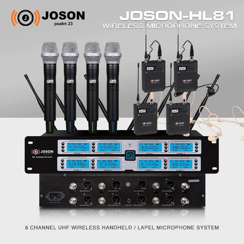 Joson MT.EVEREST V4-HL81 8ch Wireless Microphone System | Shopee ...