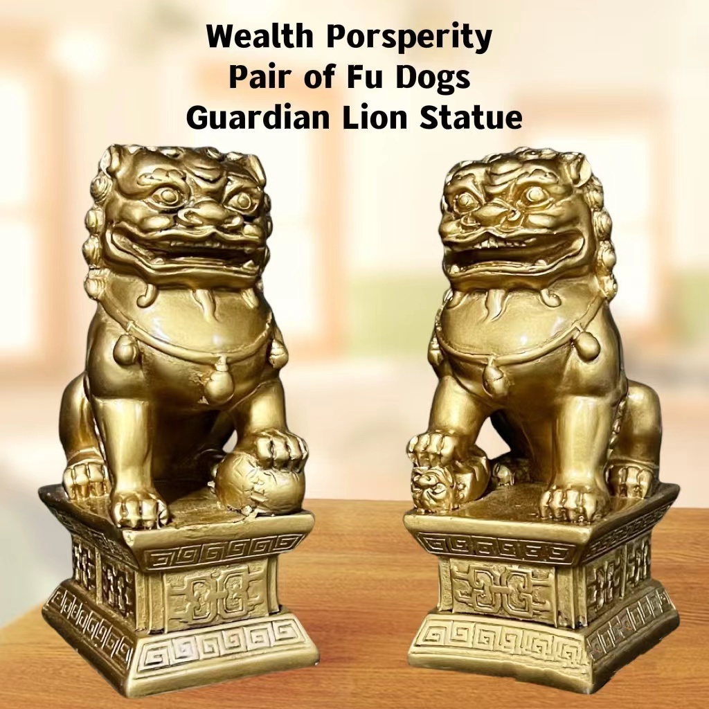 Pair of Fu Dogs Guardian Lion Statues,Best Housewarming Congratulatory ...