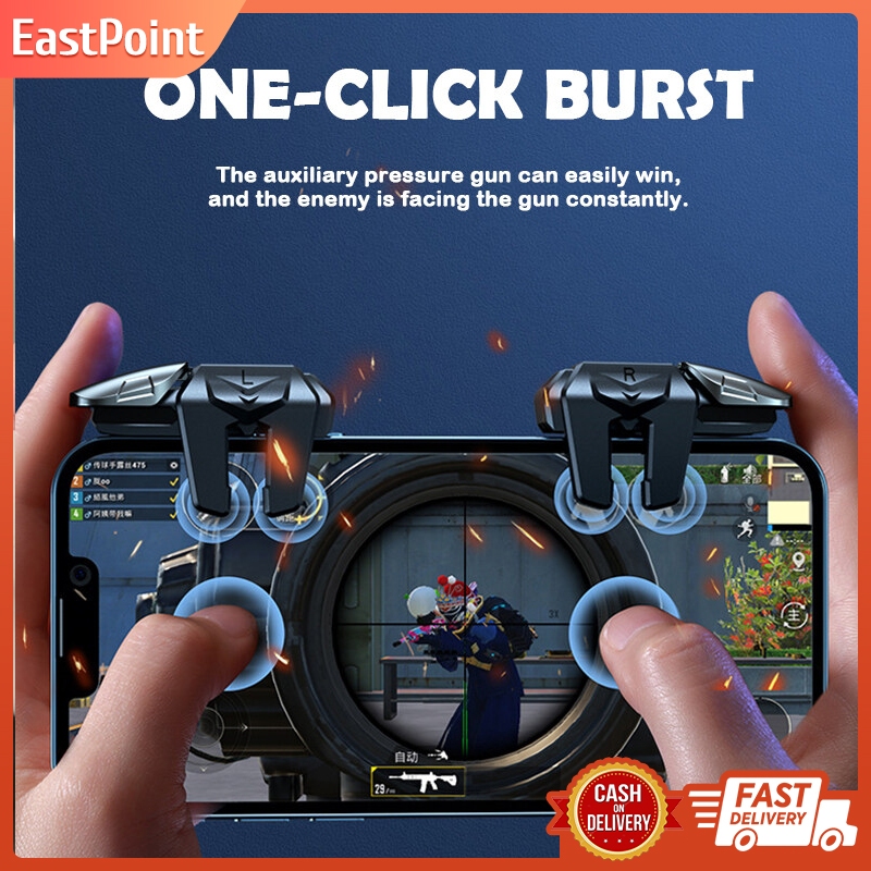 6 Finger Trigger for PUBG Phone Gaming Controller Alloy Gamepad Joystick Aim Shooting L1 R1 Key ...