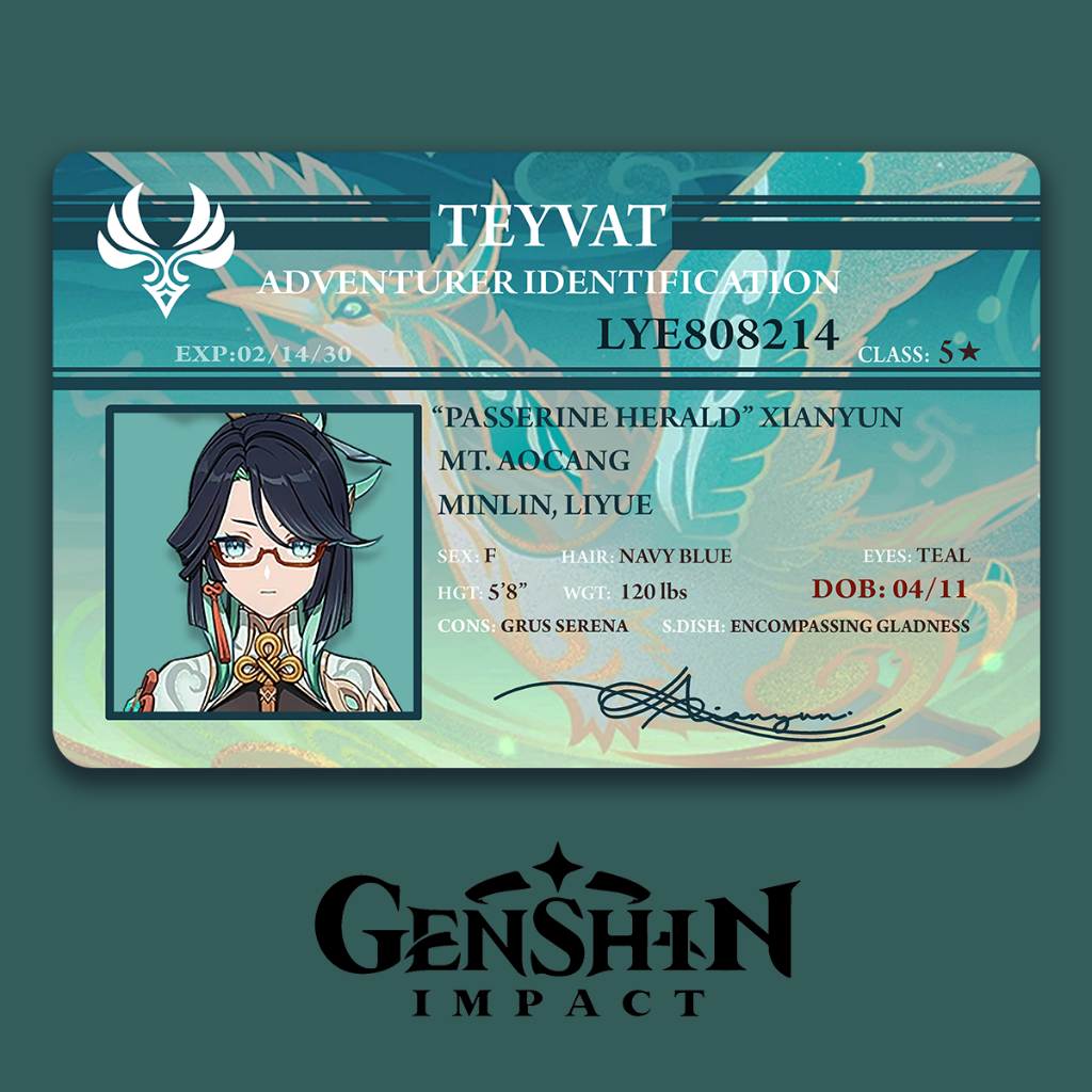 BEEP Genshin Impact Adventurer Identification ID Card Liyue Characters ...