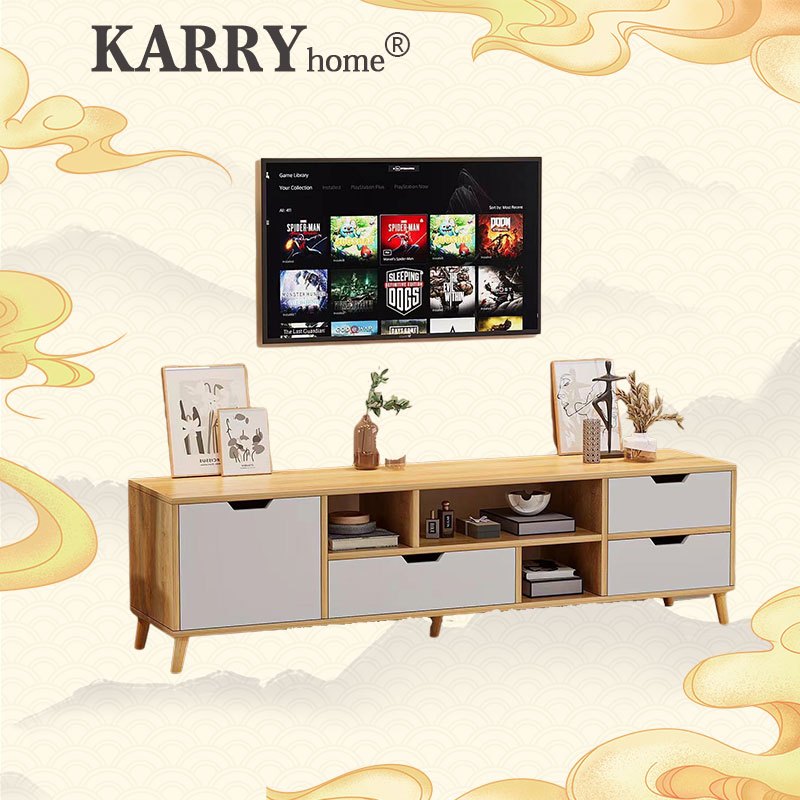 KARRY 120/140cm TV Rack With Storage Fit 55'' TV Cabinet For Living ...