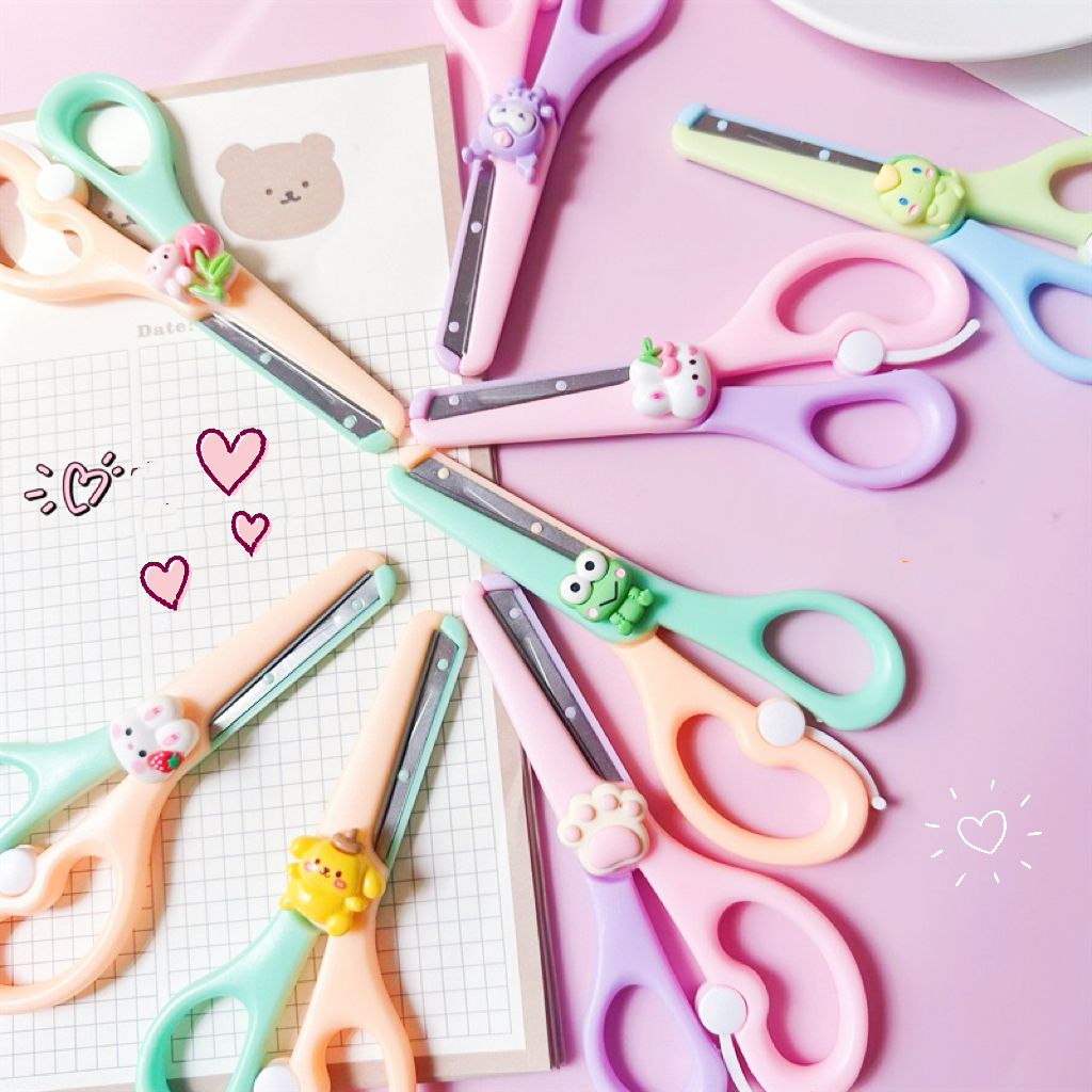 1PC two colors Cute Cartoon mini scissors children hand-cut knife ...
