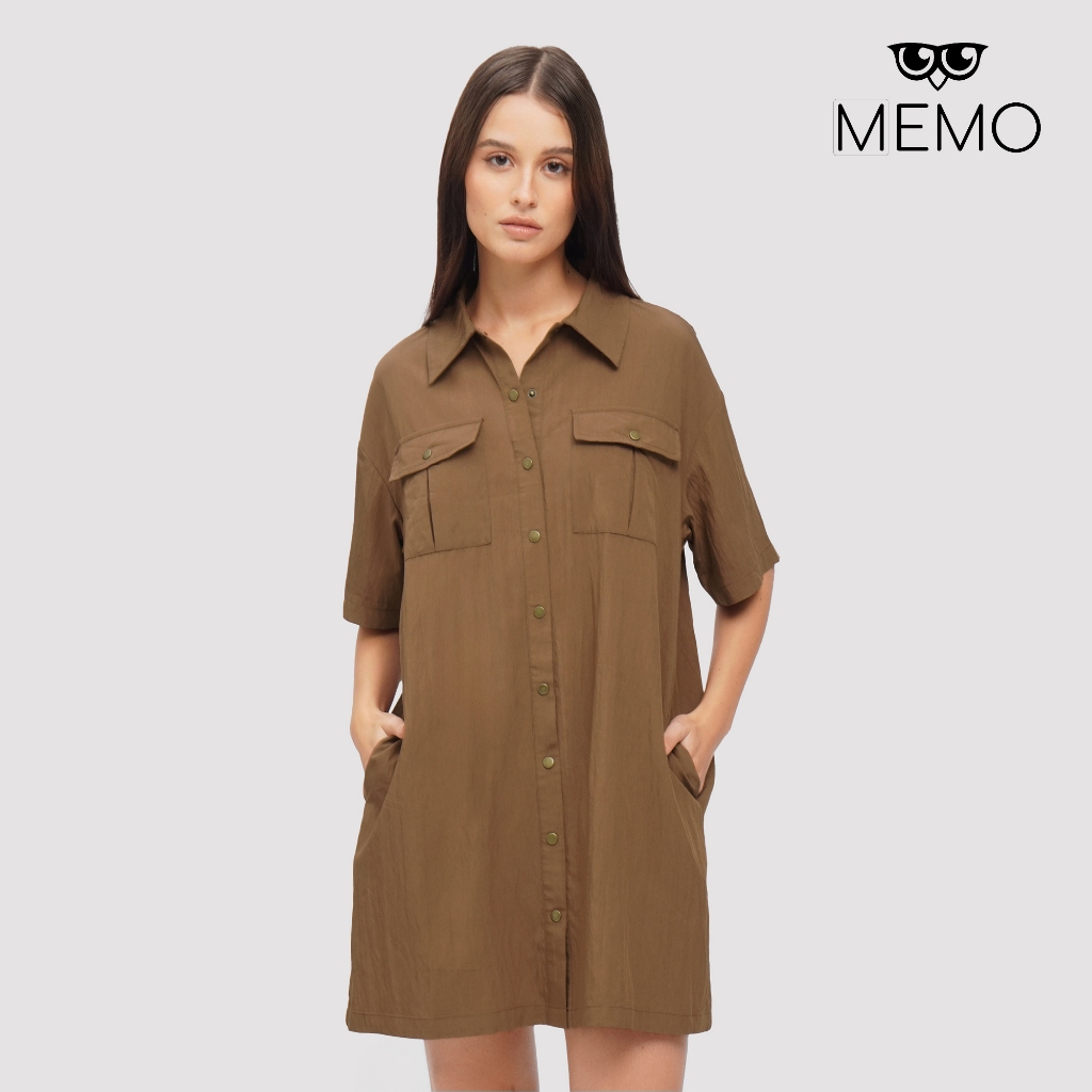 Memo Dress With Pockets For Women (Amber Brown) | Shopee Philippines