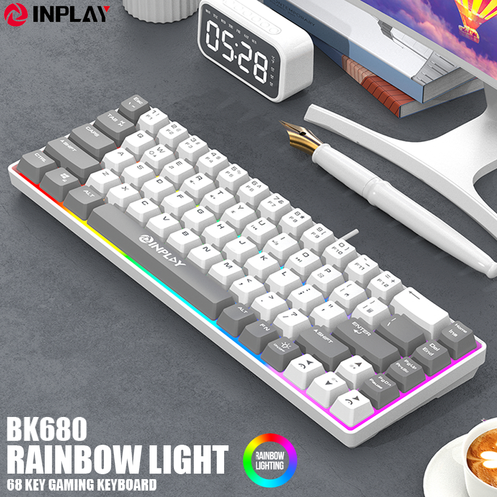Inplay 68/85 Key RGB Membrane Keyboard Rainbow Light Waterproof Smooth ...