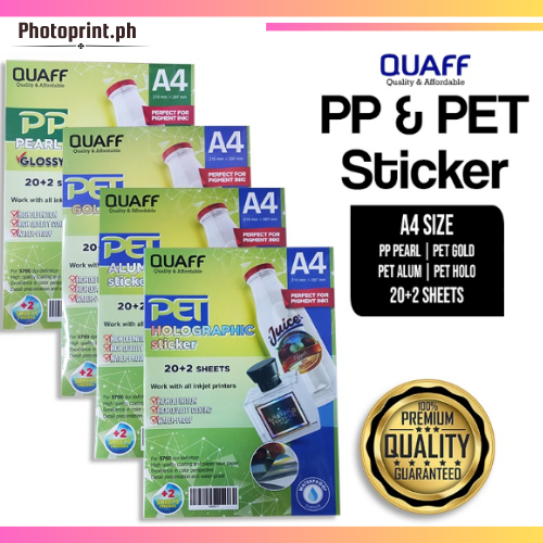 QUAFF Pet Printable Label Sticker Waterproof A4 Size 180Gsm (20+2 ...